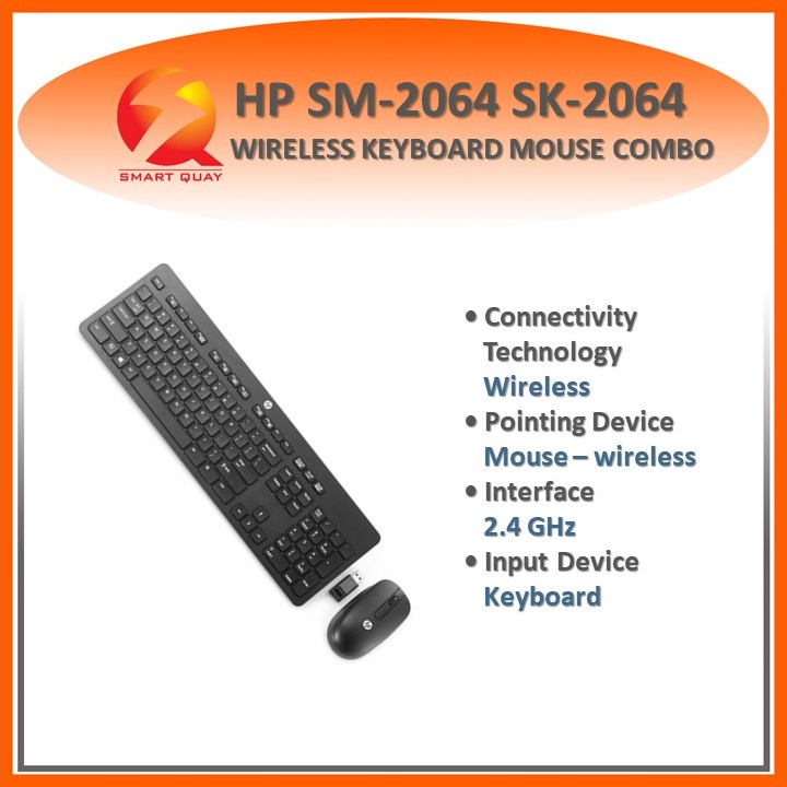 ORIGINAL HP SM-2064 SK-2064 WIRELESS SLIM KEYBOARD AND MOUSE COMBO ...