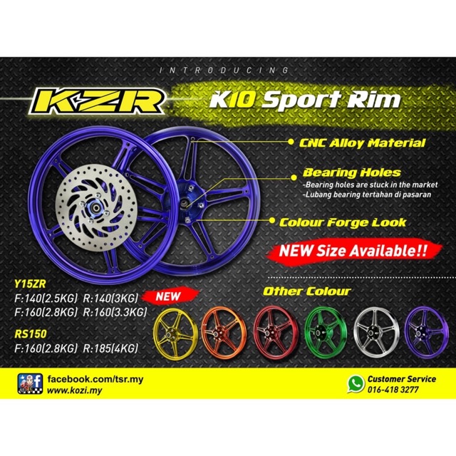 ( CLEARANCE STOCK PRICE ) SPORTRIM SPORT RIM K10 YAMAHA Y15ZR HONDA RS150 SYM VF3I 100% ORIGINAL ...