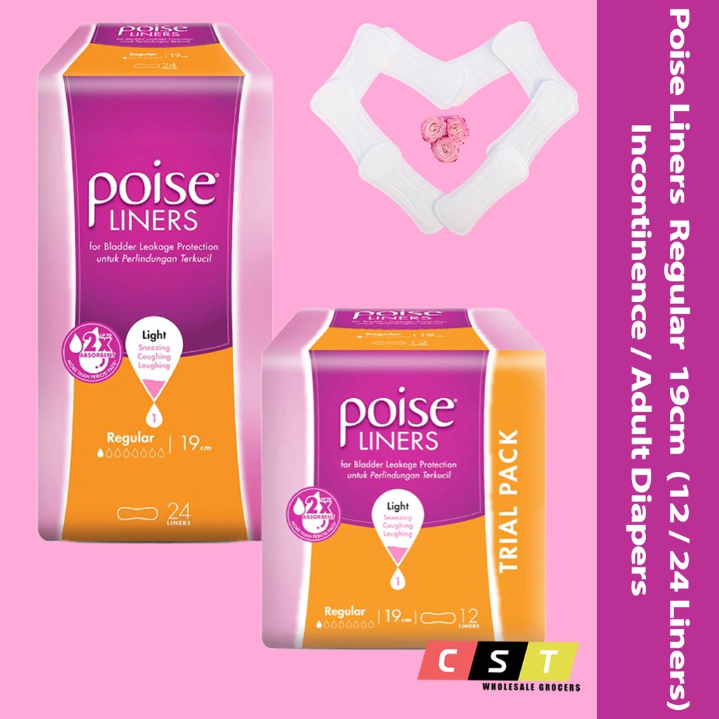 Poise Liners Regular 19cm (12 / 24 Liners) Incontinence / Adult Diapers ...