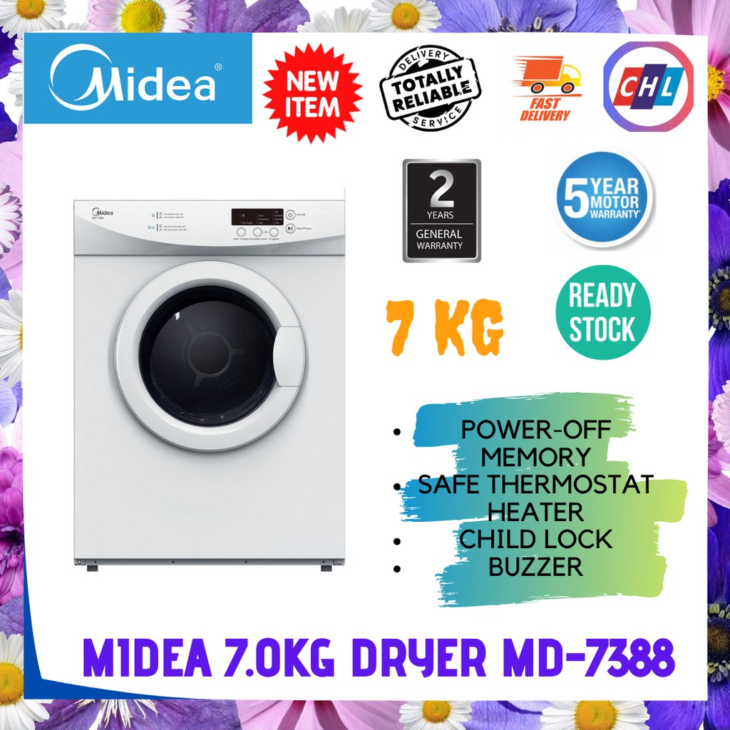 MIDEA (NEW MODEL) DRYER 7.0KG MD-7388 [FAST & SAFE DELIVERY)-MIDEA ...