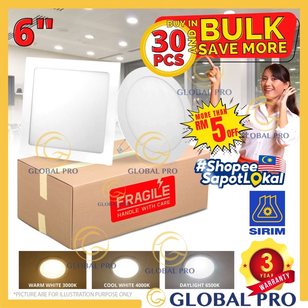 [30PCS BULK BUY] LED Downlight Recessed Ceiling Downlight Lampu Plaster ...