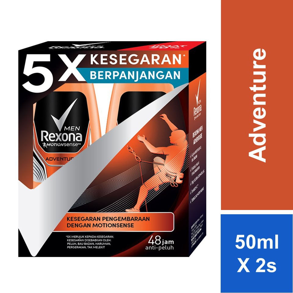 Rexona Men's Deodorant Roll On - Adventure (45ml x 2) | Shopee Malaysia