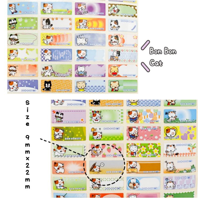 Bon Bon Cat series Waterproof Cartoon Name Sticker Sticker Nama Kartun ...