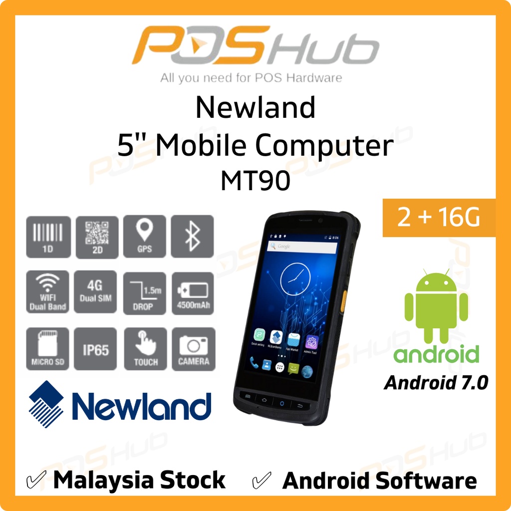 Newland NLS-MT90 Portable Android Mobile Computer 2GB+16GB ／ 4GB+64GB 2D Imager Scan | Shopee ...