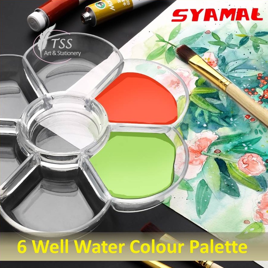 SYAMAL 6 Well Water Colour Palette - Watercolour, Acrylic Paint Mixing ...