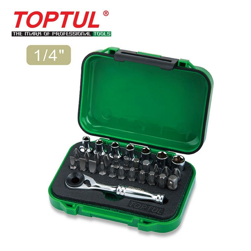 TOPTUL 30PCS 1/4" DR. Mini Ratchet Socket & Bit Set GABW3001 | Shopee ...