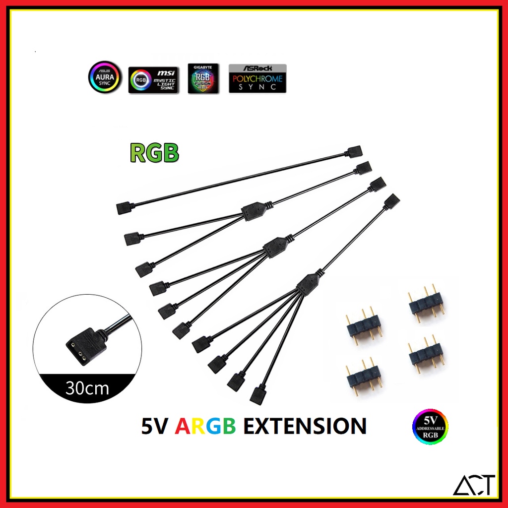 5v Argb 3 Pin 12v Rgb 4 Pin Motherboard Argb Splitter Extension