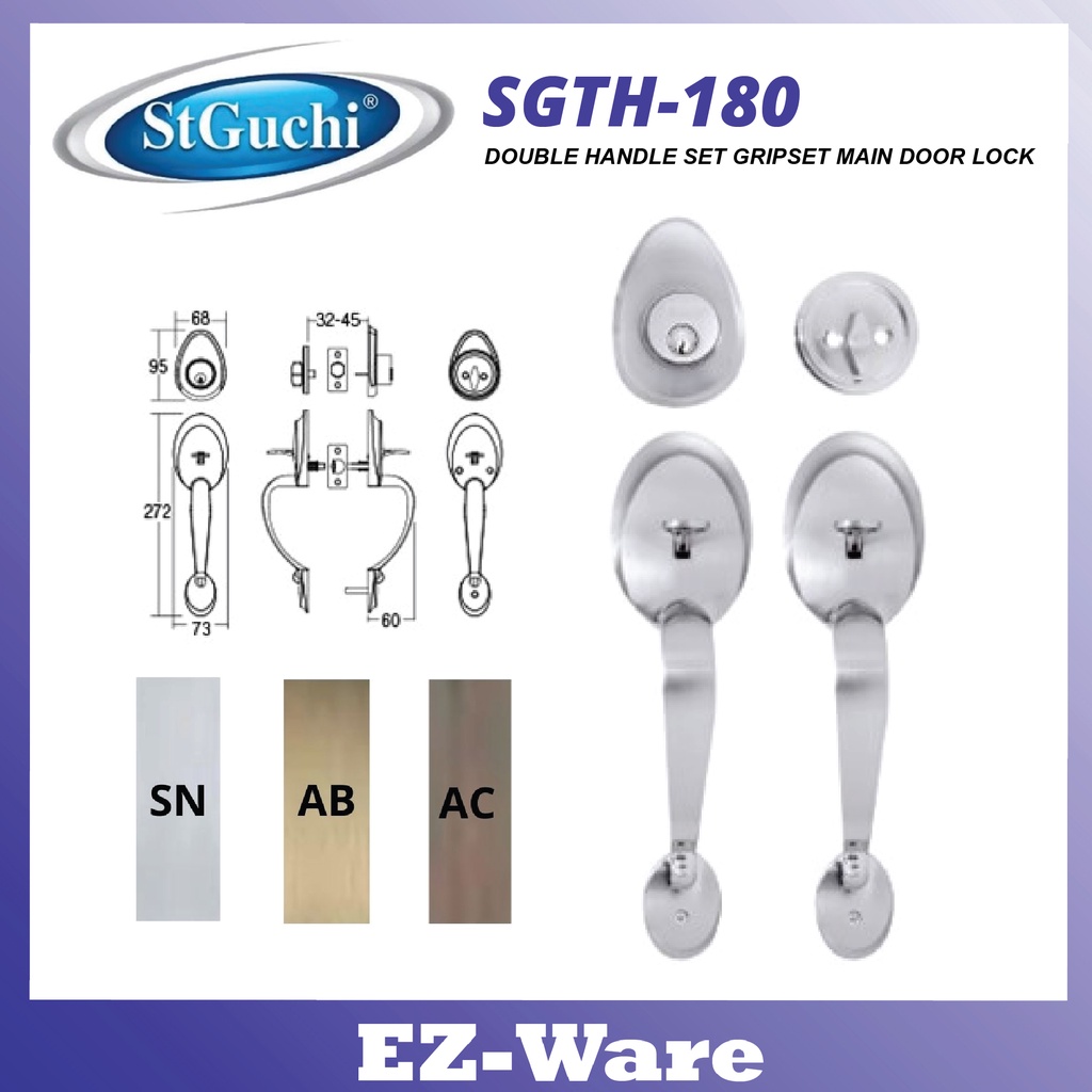St Guchi SGTH-180 Heavy Duty Entrance Handle Gripset Lock | Shopee Malaysia