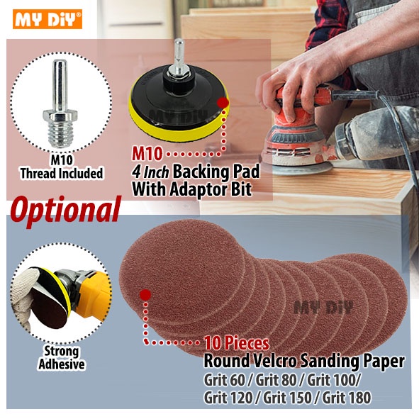 10Pcs SALI 4" 100mm Velcro Sand Paper Sanding Disc Grit P60 - P180 ...