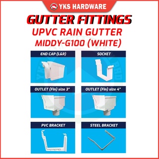 UPVC RAIN GUTTER - MIDDY G100 - WHITE - RAIN WATER DRAIN | Shopee Malaysia