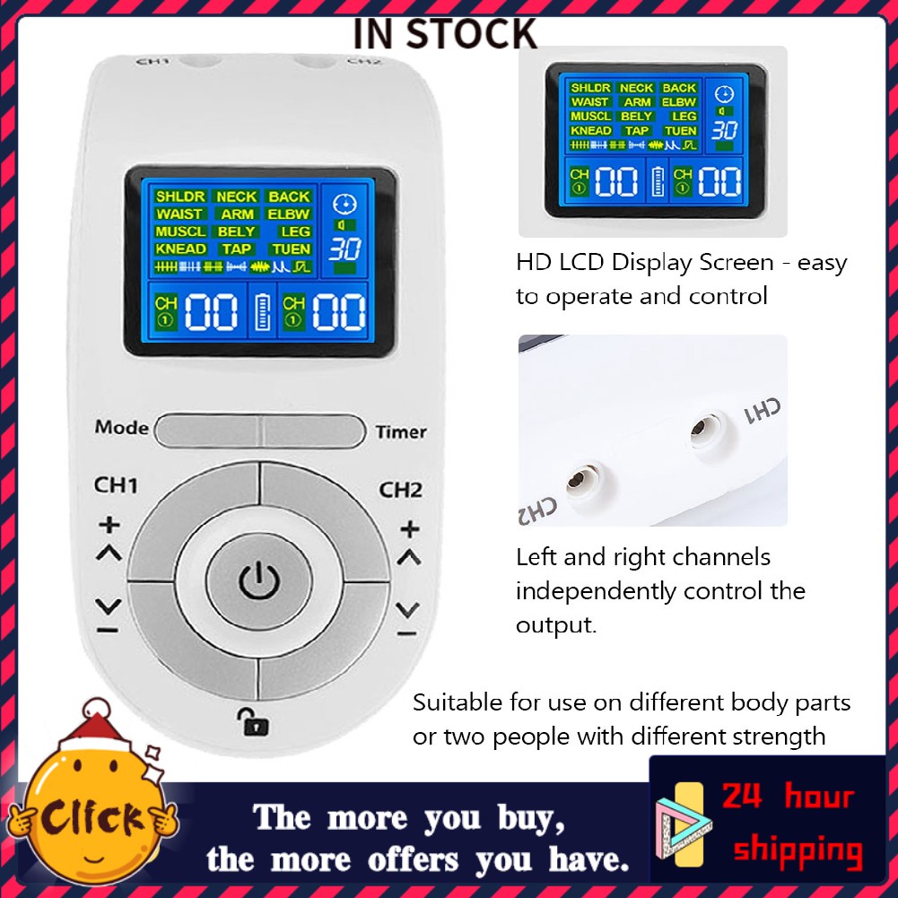 TENS EMS Electric Massager Pulse Muscle Stimulator Electrode Pads ...