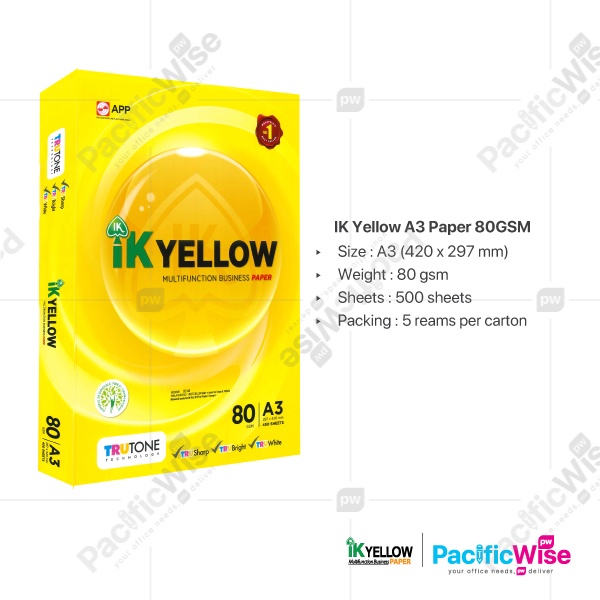 A3 Paper IK yellow / Indah Kiat/A3 Kertas 70gsm&80gsm/Copier Paper (500 ...