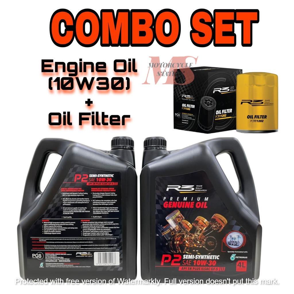 ORIGINAL R3 ENGINE OIL FULLY& SEMI SYNTHETIC P2 5W30 & 10W30 PROTON SAGA , PREVE, EXORA, IRIZ ...