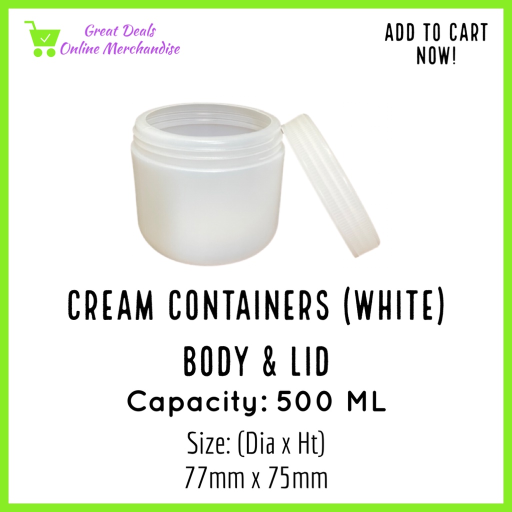 500ML Cosmetic Cream Container (100% made from virgin resin material ...