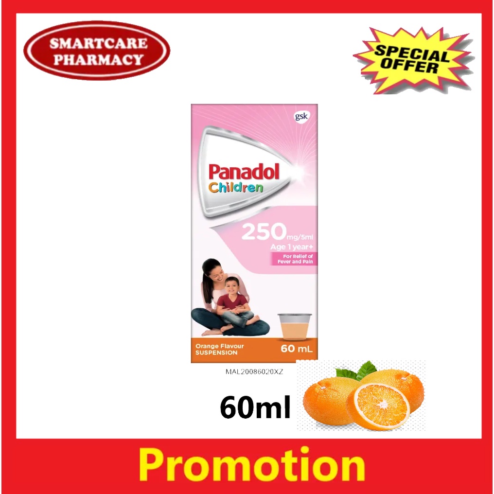 PANADOL Suspension for Children 250mg/ orange flavour 60ml | Shopee ...