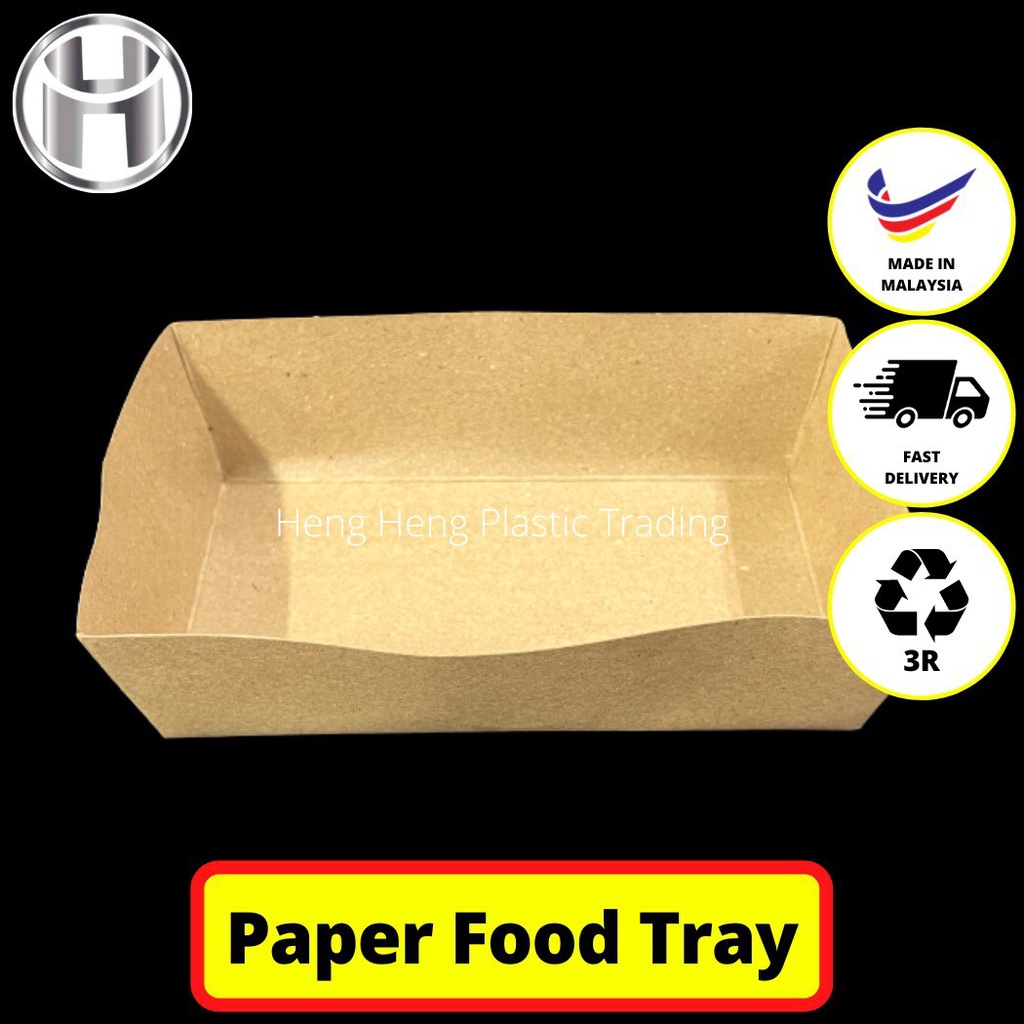 Paper Food Tray / Brown Paper Food Tray / Disposable Food Tray / Snack ...