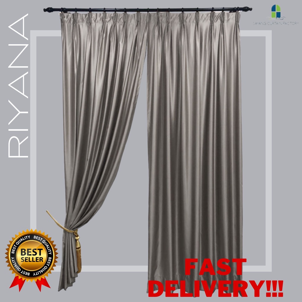 GREY-SHORT SIZE-LANGSIR READYMADE UNTUK TINGKAP, PINTU BILIK DAN ...