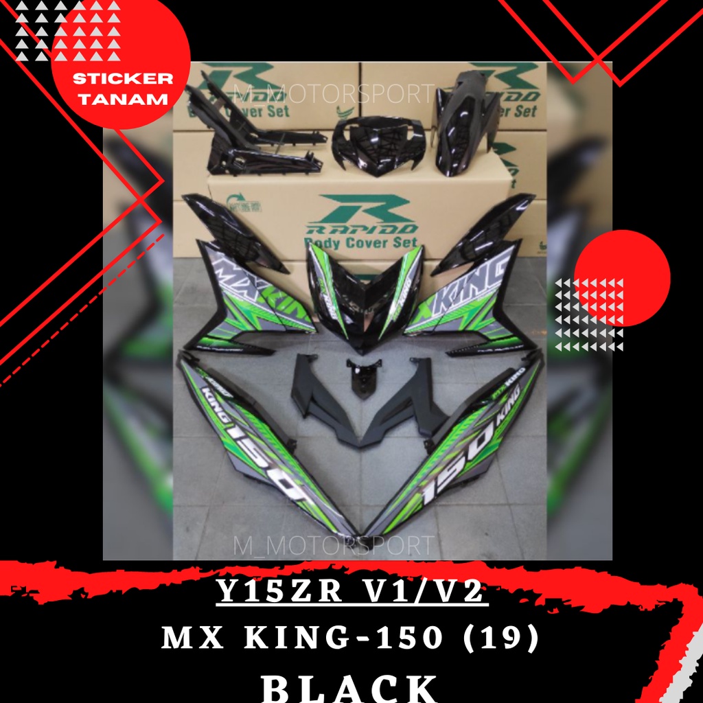 RAPIDO COVER SET Y15ZR V1/V2 MX KING-150 (19) BLACK (STICKER TANAM ...