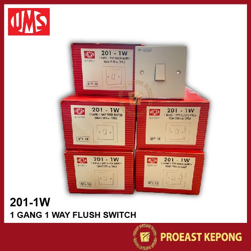 UMS 201-1W 1 Gang 1 Way Flush Switch 10AX 250V ac 10pcs/box | Shopee ...