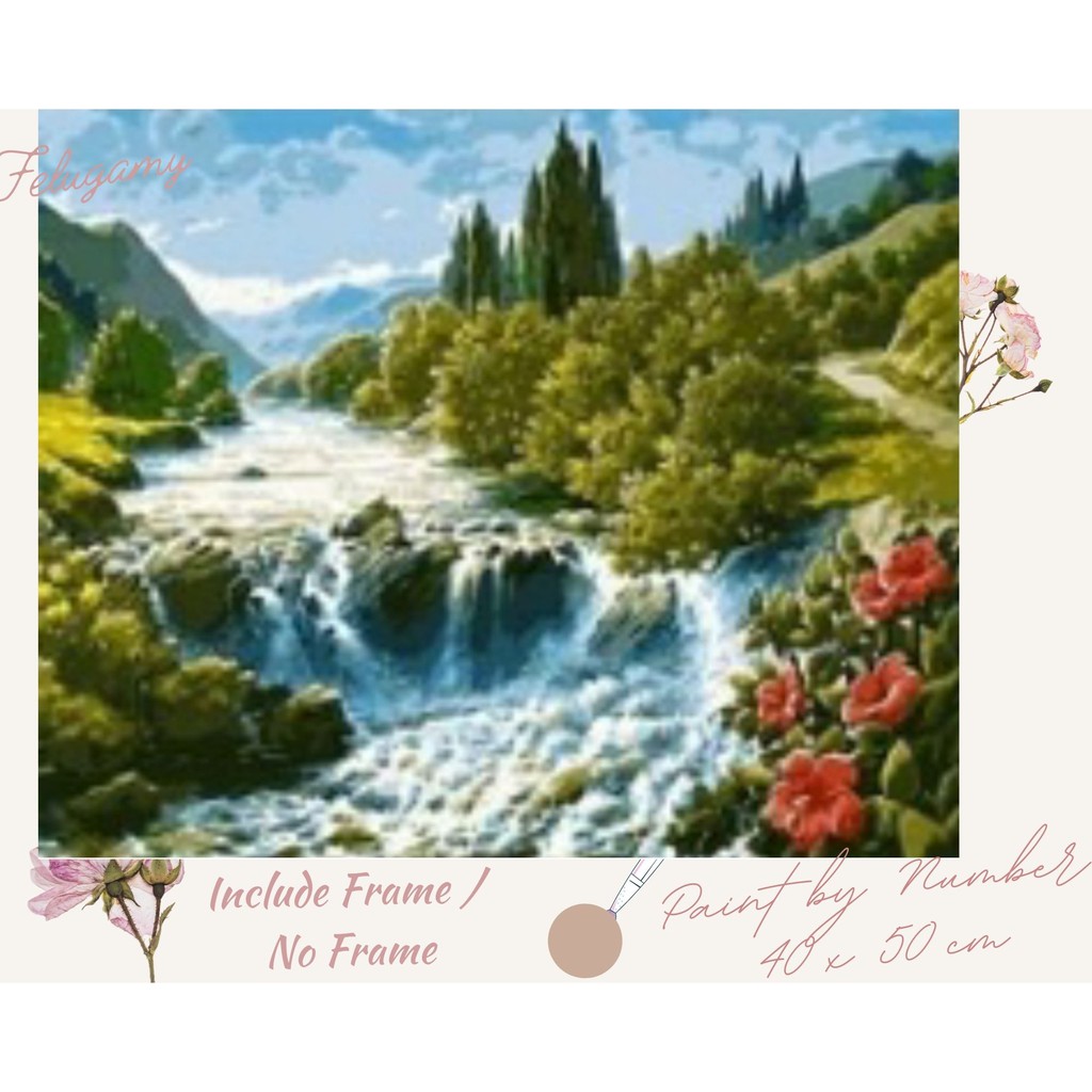 Diy Paint By Number Waterfall View (Painting By Numbers) | Shopee Malaysia