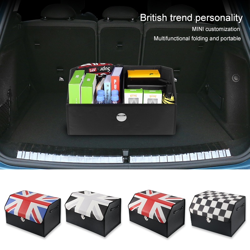 1pcs leather synthetic fiber union jack Folding Car trunk storage box ...
