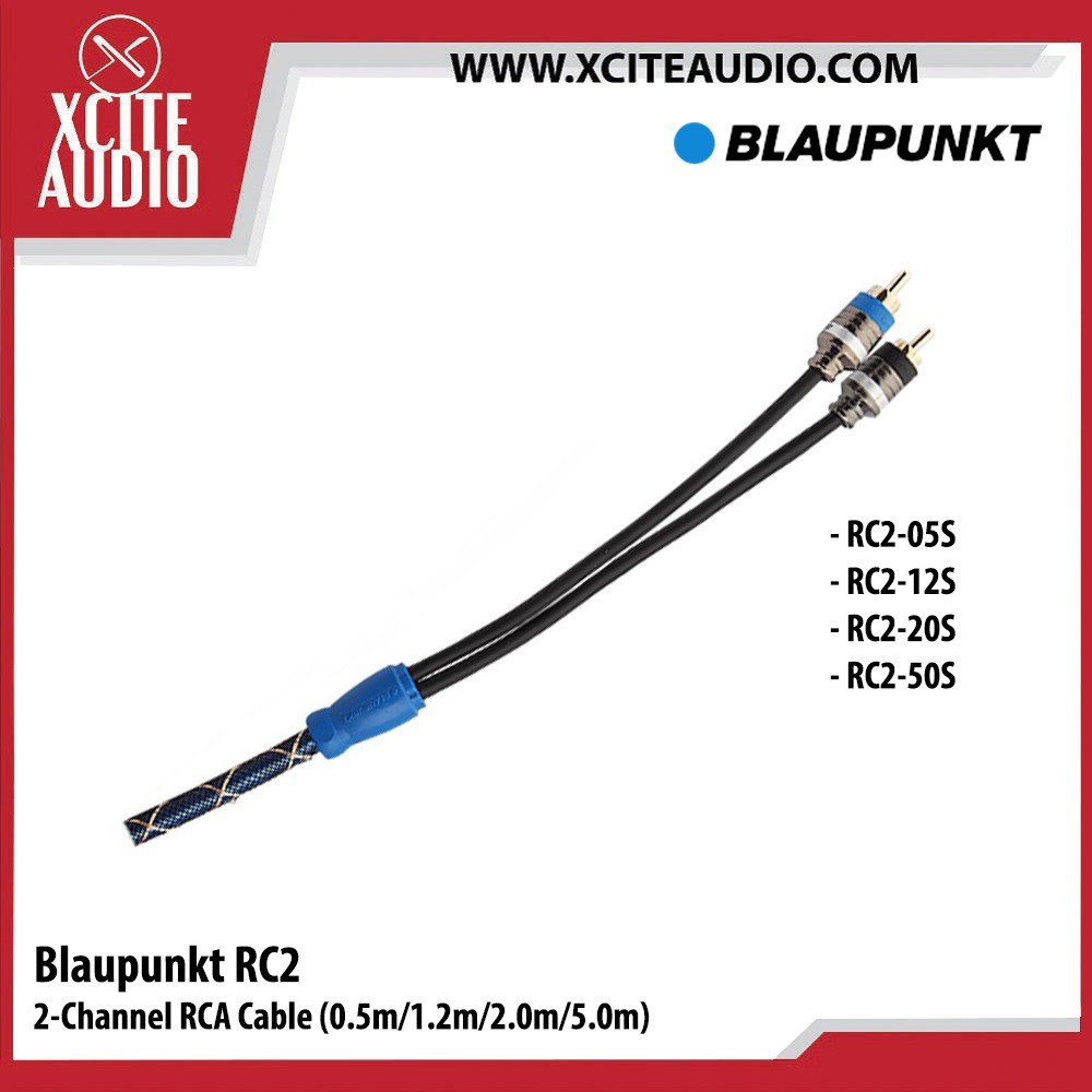 Blaupunkt RC2 2-Channel RCA Cable For Car Radio & Car Amplifier (0.5m/1 ...