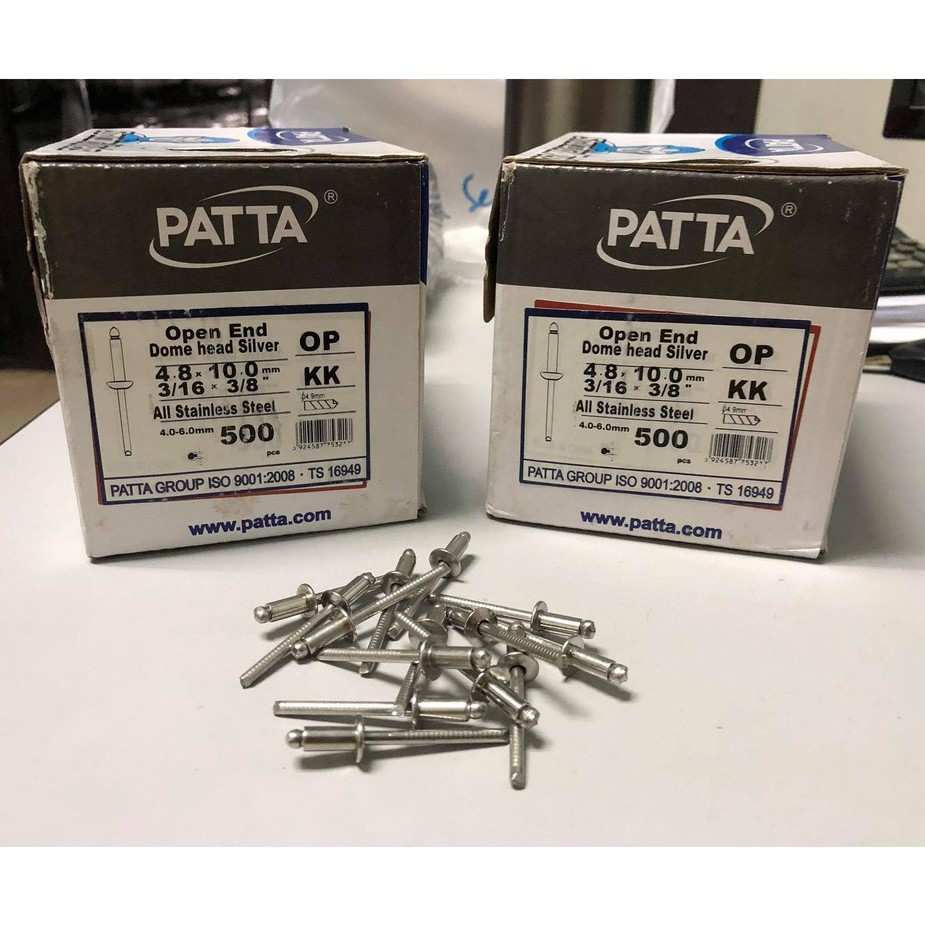 [1000pcs/Box] 3/16 x 3/8" PATTA BLIND RIVET SILVER Dome Head Paku Rivet ...