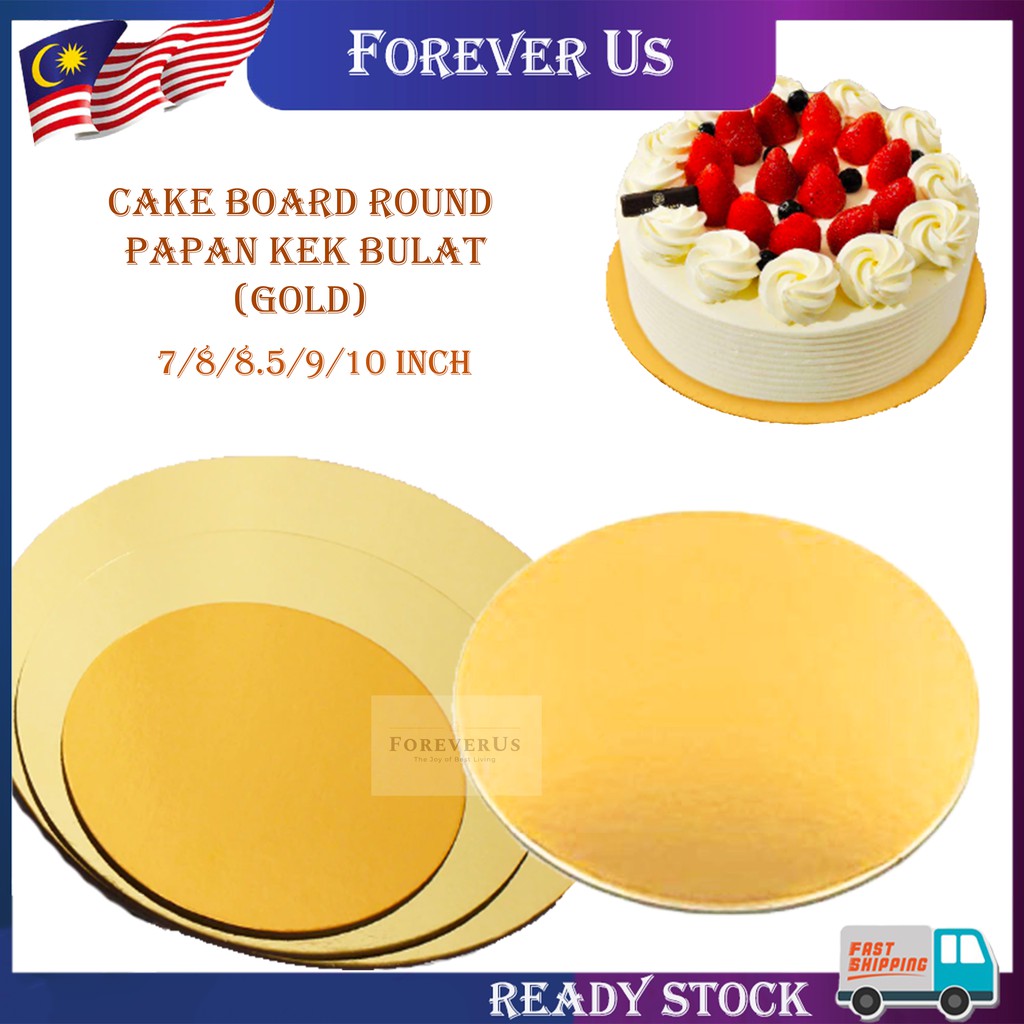 Round Cake Board / Cake Hard Paper Board/ Papan Kek Bulat - GOLD ...