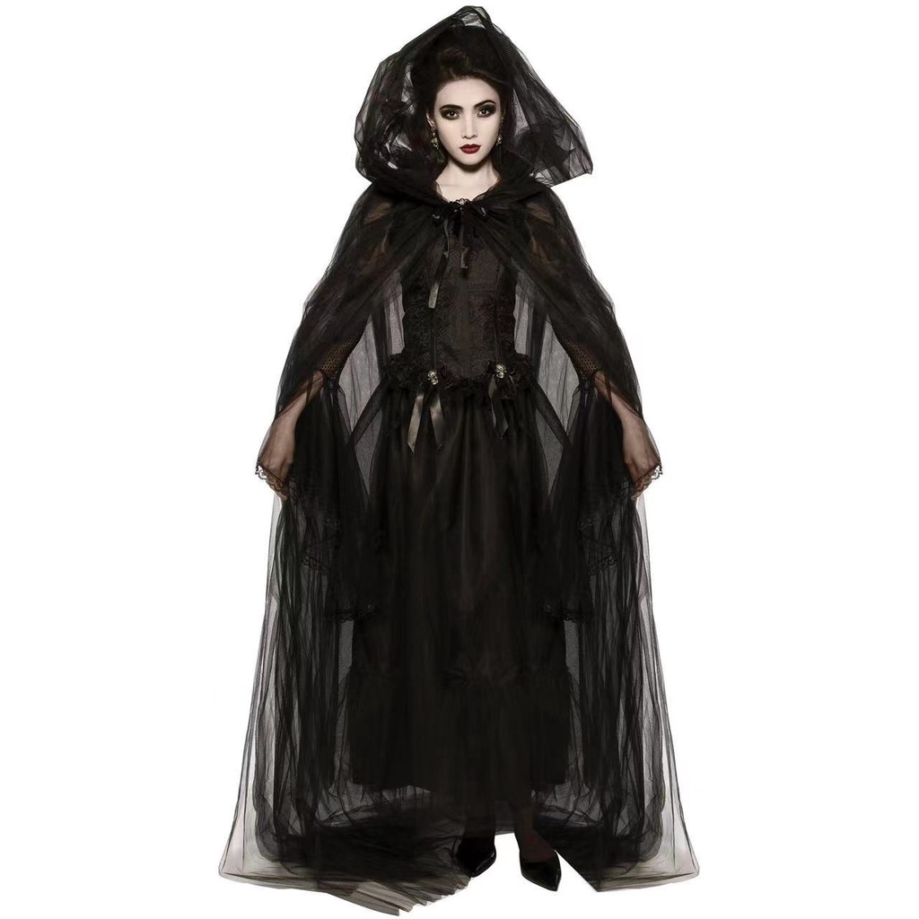 Women's Corpse Bride Costume Halloween Ghost Bride Witch Vampire Black ...