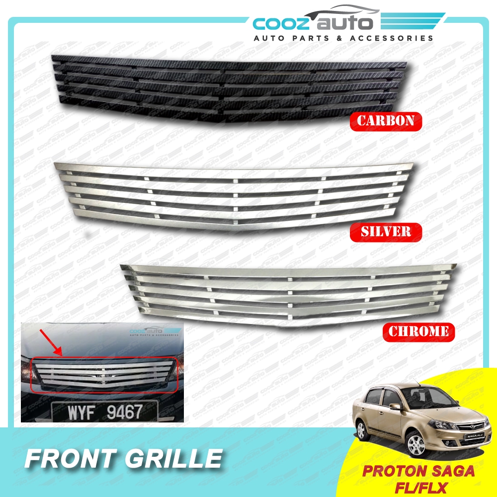 Proton Saga FLX Front Up Grille Grill Carbon Silver Chrome | Shopee ...