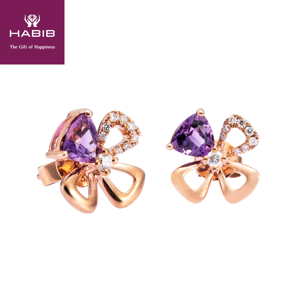 HABIB Amethyst Diamond Earrings in 375/9k Rose Gold 25128(E) | Shopee ...