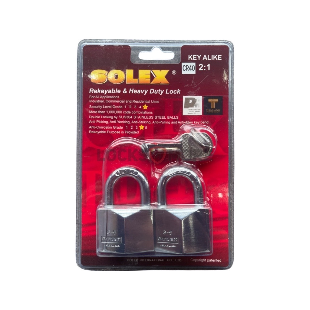 100% ORIGINAL Solex Padlock G5 Anti-Cut Padlock Key Alike System Solex ...