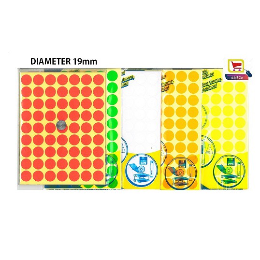 Circle Round Adhesive Label Dot Sticker / Fluorescent & White Color ...