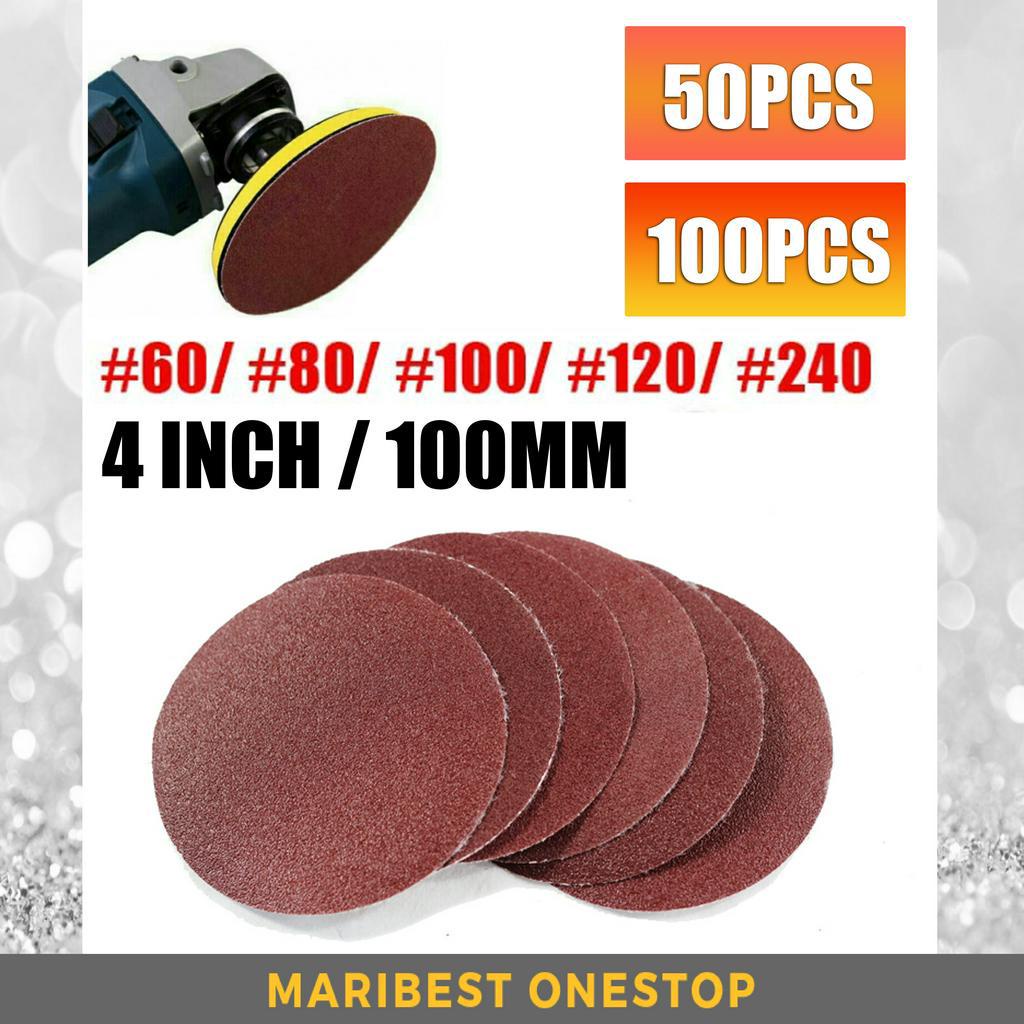 50PCS / 100PCS 4 INCH/100MM Round Velcro Sanding Paper Sanding Disc ...