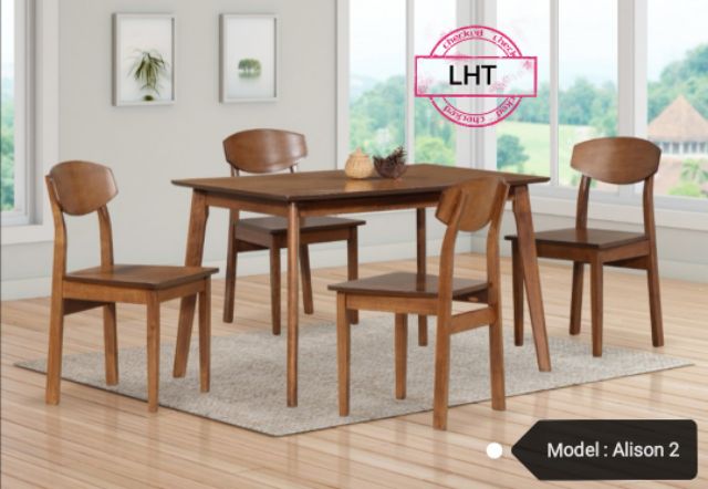 LHT Model *ALISSON* II Dining Set (1+4) Solidwood 3.10ft Lenght x 2.5ft Height x 2.5ft Depth ...