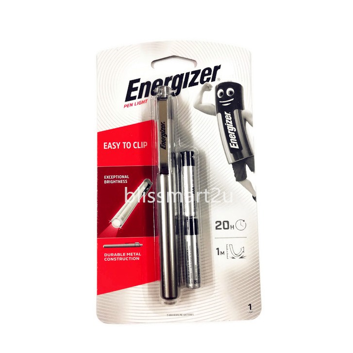 Energizer LED Metal Pen Light 2 AAA Batteries Included Penlight ...
