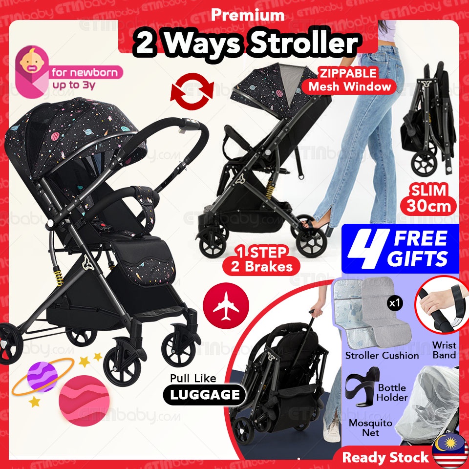 2 Way Baby Stroller Foldable Lightweight Newborn Travel Trolley Bayi ...