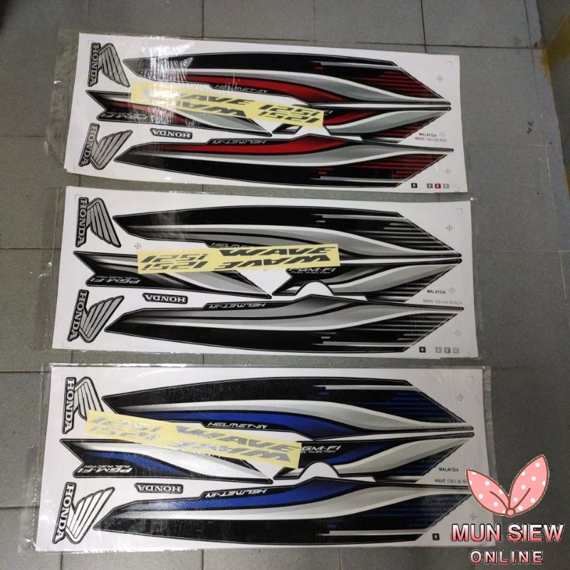 Stiker sticker body stripe cover set (4) honda wave125i wave 125i w125i ...