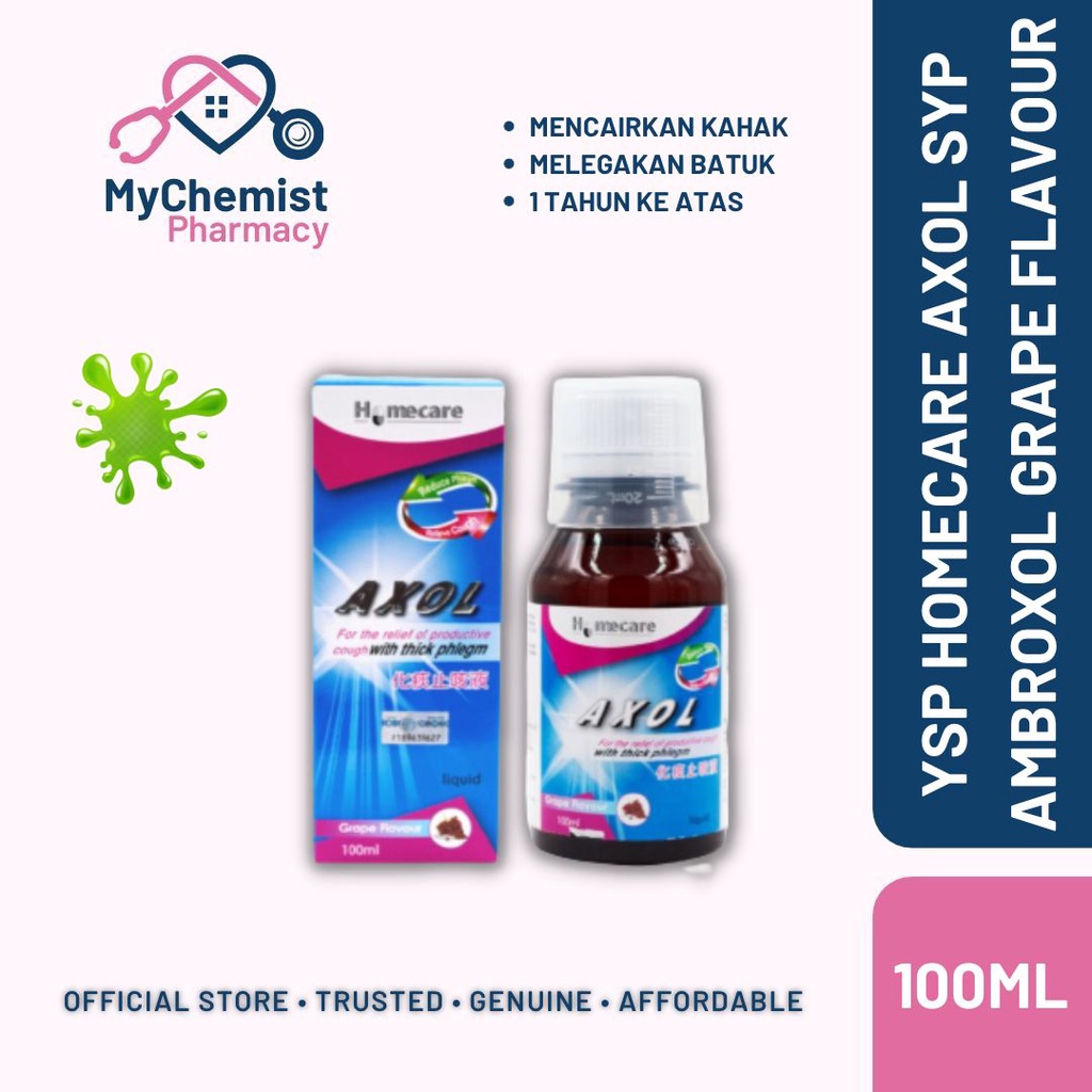 Axol Liquid Ambroxol 100ml Grape Flavour (Ubat Cair Kahak 1 Tahun ke ...