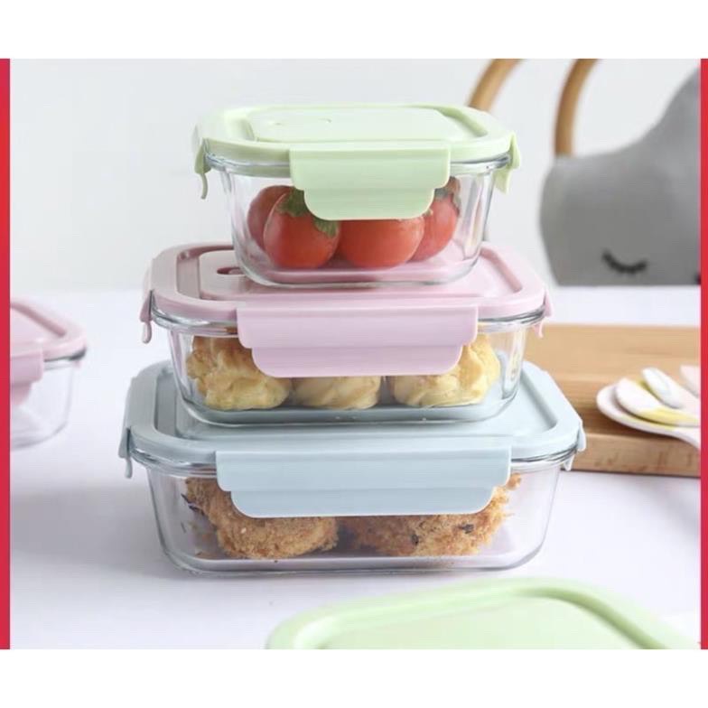 Square Heat Resistant Glass Box With Lid With Ron Spill-Proof - Food ...