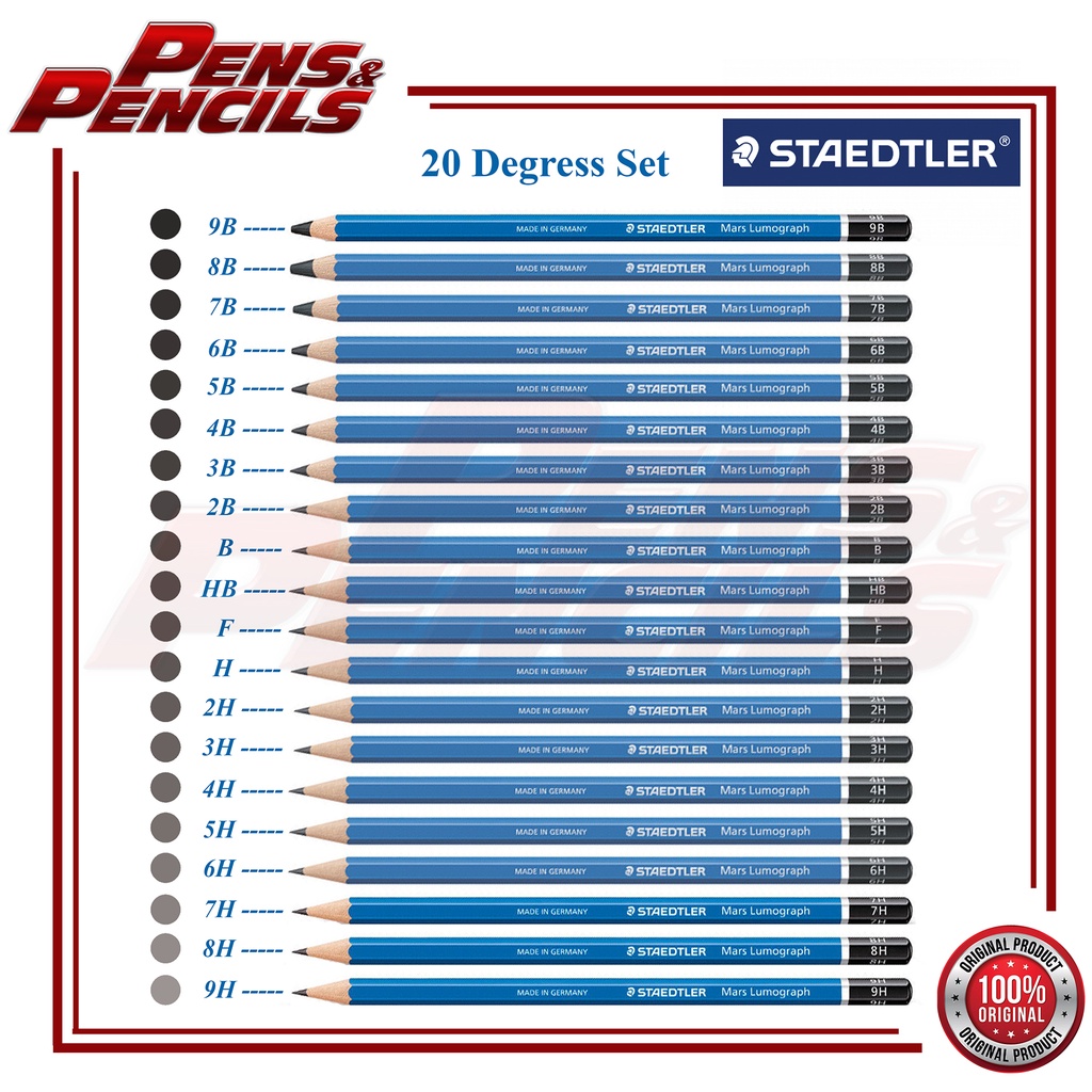 STAEDTLER Mars Lumograph Pencils Set Box (12 Pcs) / 12 Degrees Set Drawing Writing Sketching Art ...