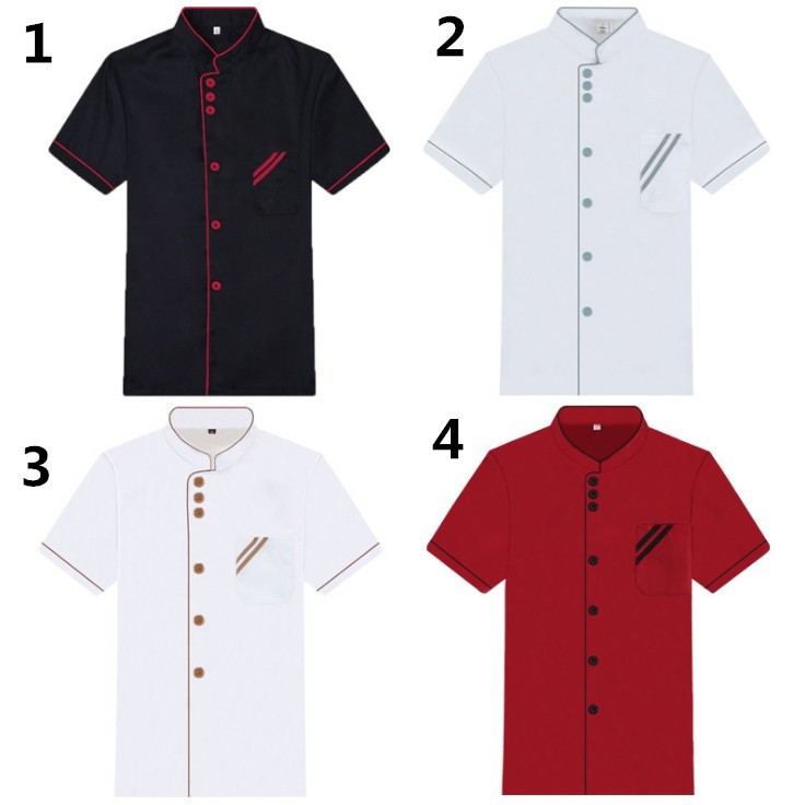 Unisex Short Sleeve Chef Work Wear Uniform Waiter Bakery Kitchen Cook ...