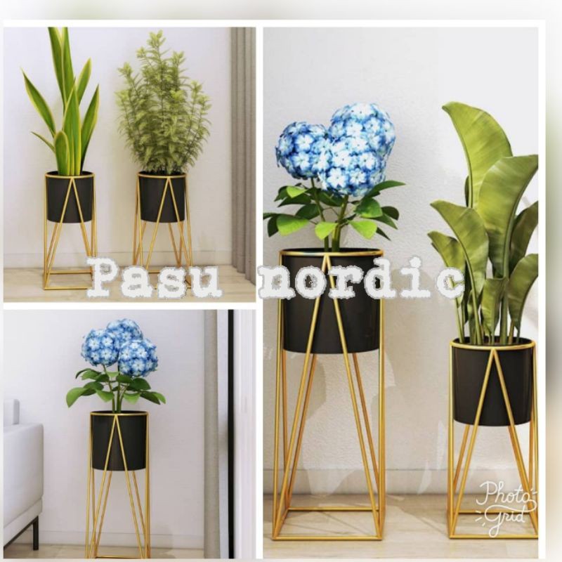 READYSTOCK Pasu Nordic Viral * Metal stand vase with pot * Penghabisan ...