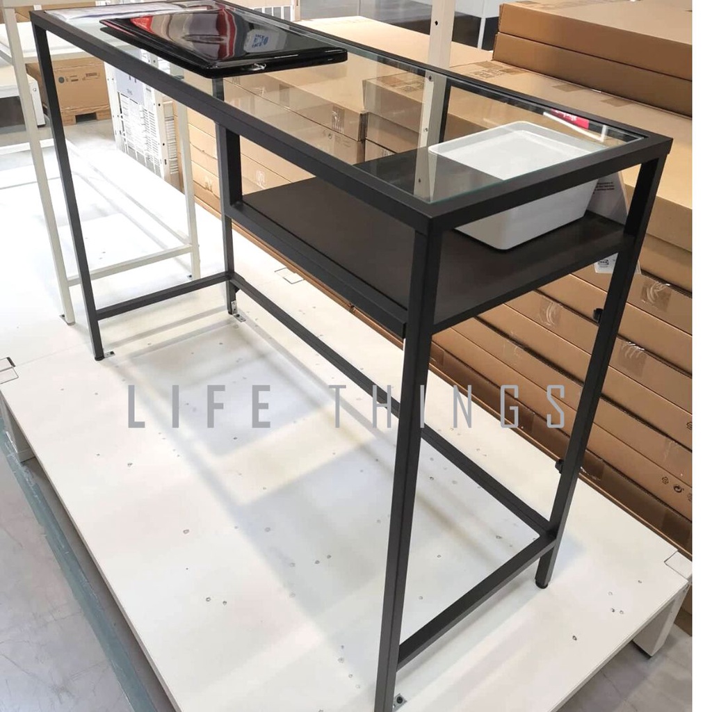 IKEA VITTSJO Glass top Office Desk Laptop table, Meja komputer riba ...