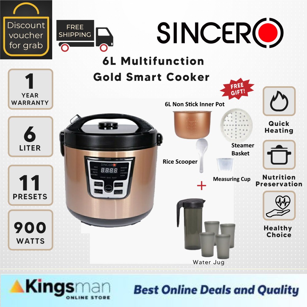 [Kingsman] SINCERO Multifunction 6L Gold Smart Rice Cooker with non ...