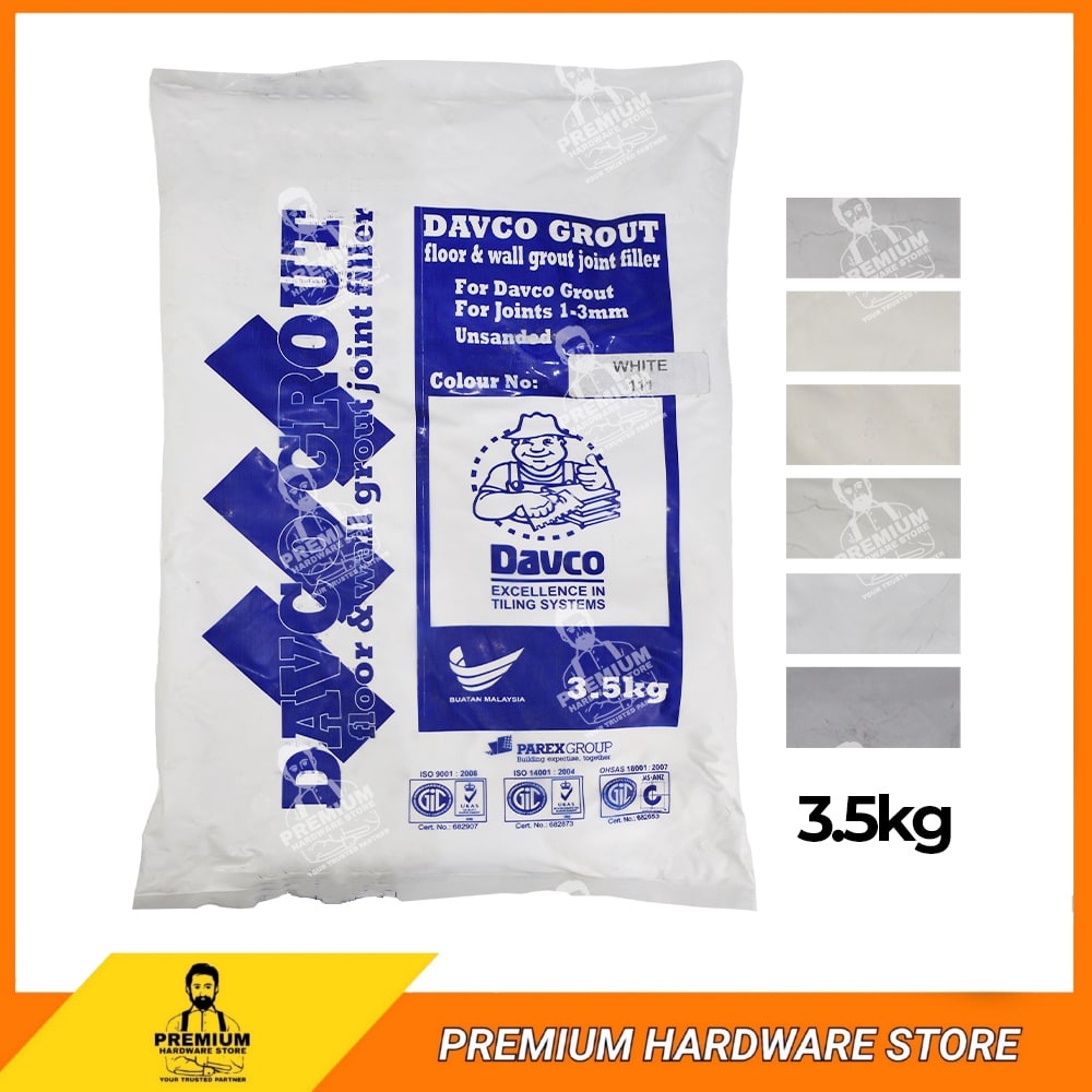 DAVCO Grout Floor & Wall Grout Joint Filler 3.5KG Colour Tile Grout ...