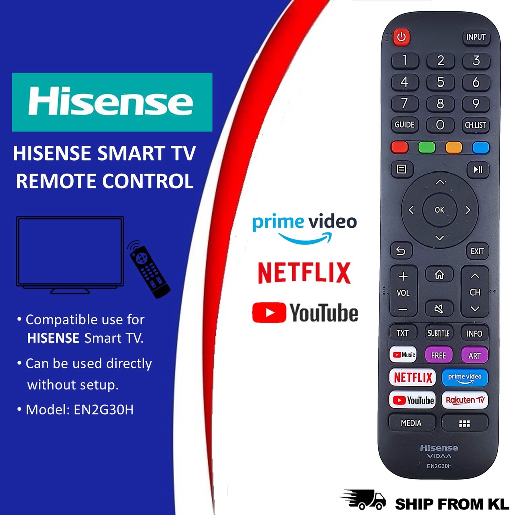 [ HISENSE ] Smart TV Remote Control Replacement (EN2G30H) | Shopee Malaysia