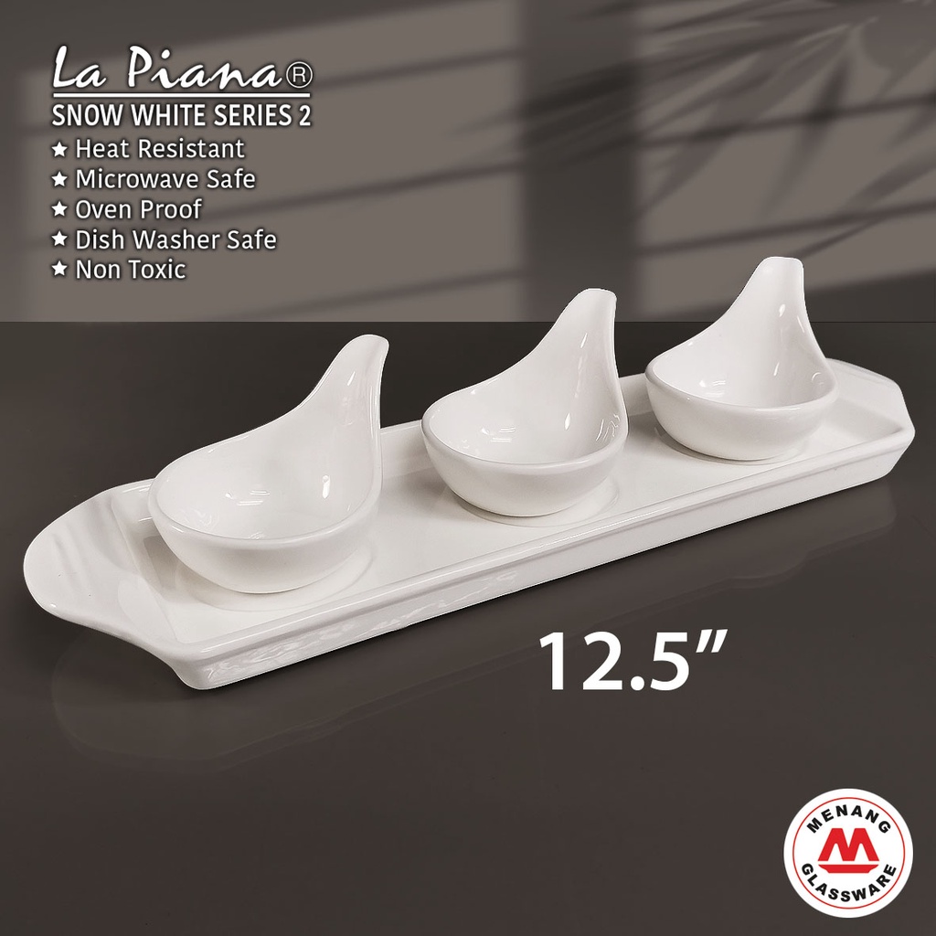 La Piana Snow White Series 2 Double Handle Condiment Plate Set | Shopee ...