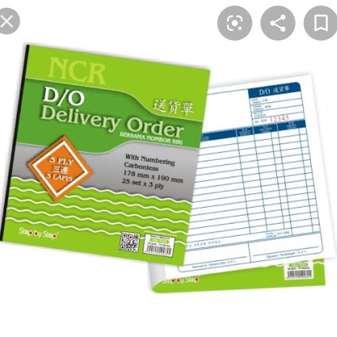 NCR D/O DELIVERY ORDER 3PLY 178MM X190MM [1 BOOK] | Shopee Malaysia