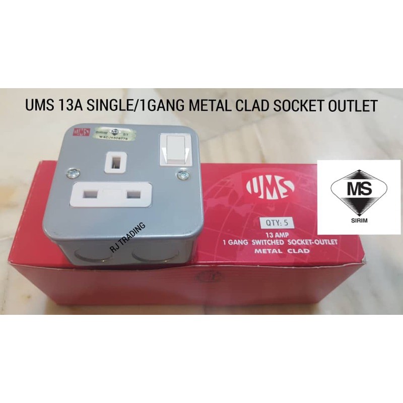 (READY STOCK) UMS SINGLE(1GANG)/DOUBLE(2GANG) METAL CLAD 13A SOCKET ...